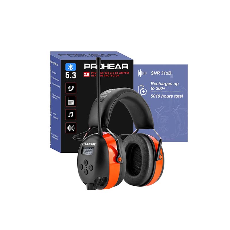 PROHEAR 033 Bluetooth Earmuffs with FM/AM Radio and USB-C Charging ...